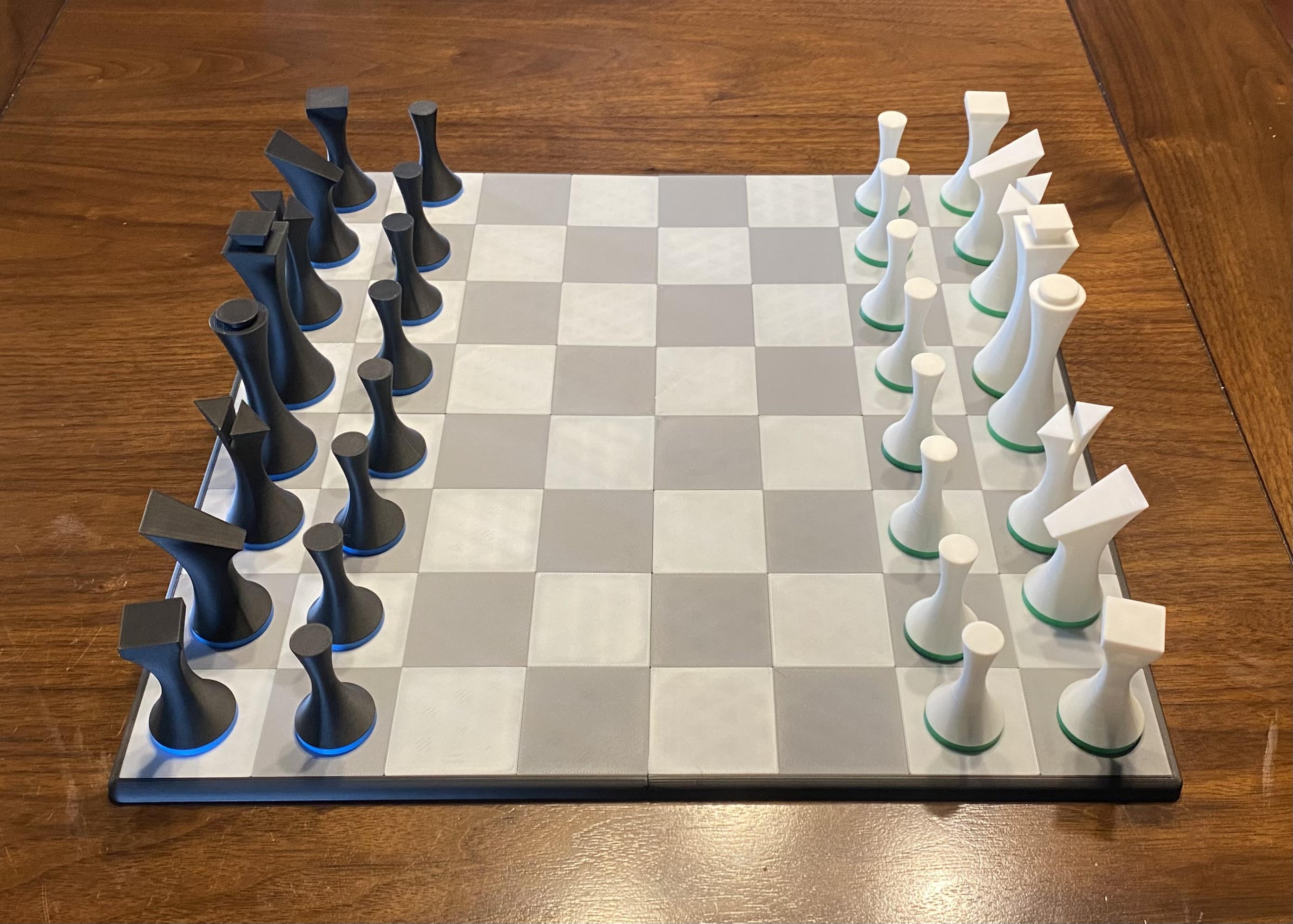 Just finished up a 3D print of a chess set for my son to take to school ...