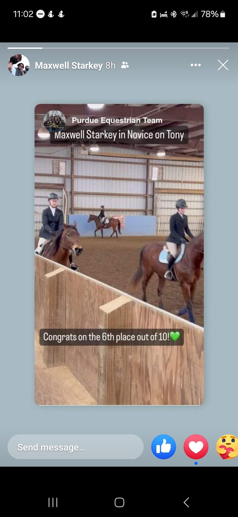 Scott Starkey: "Kudos to my awesome son who ribboned for Purdue o ...